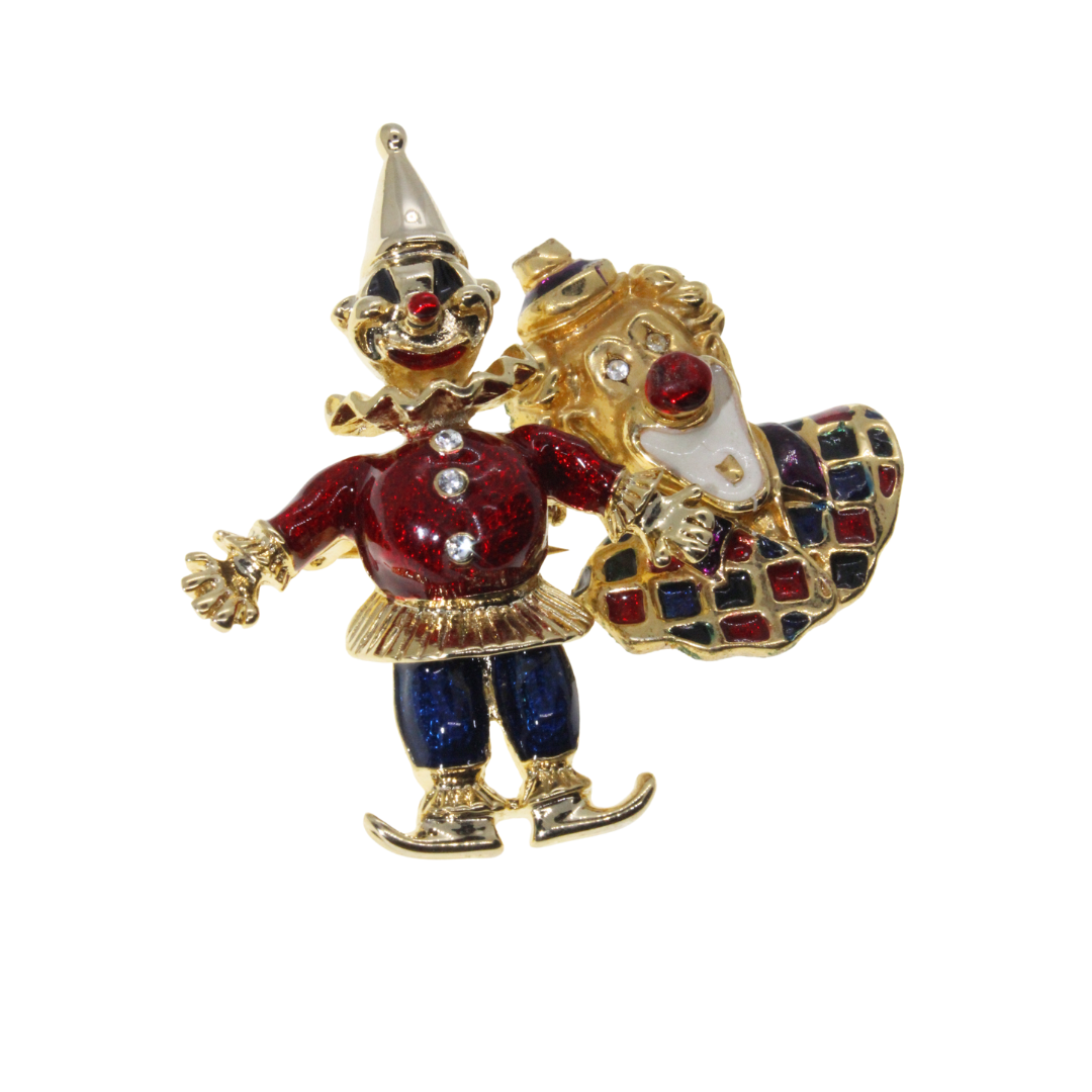 Brooch - Gold Tone Colourful Clowns with Diamantes - ML2812 - Molly's ...